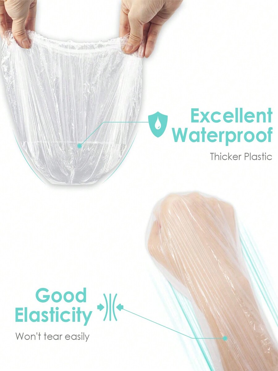 100PCS Disposable Shower Caps, Transparent Plastic Bath Caps, Extra ...