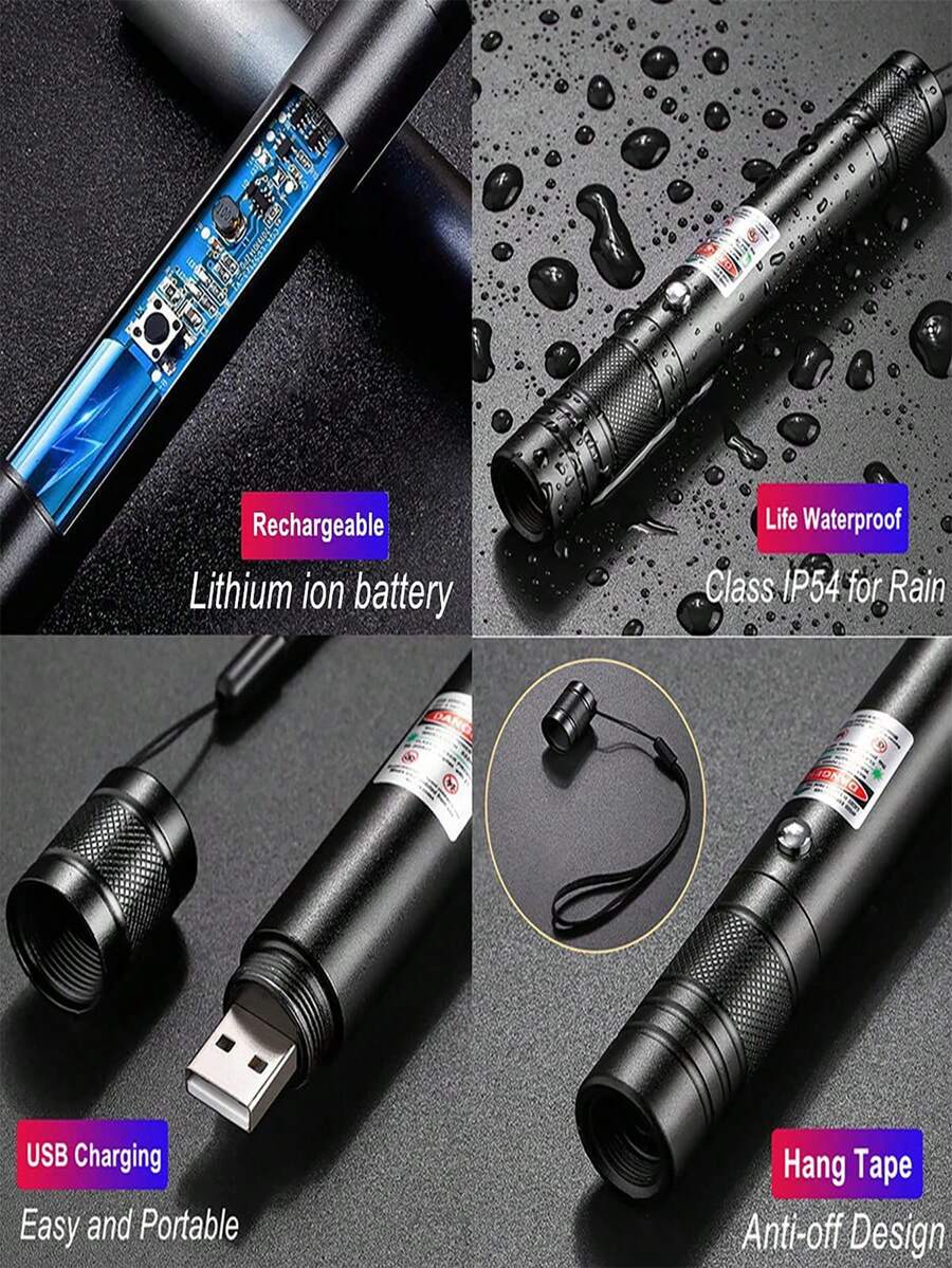 USB Rechargeable Laser Flashlight With Strong Beam, Green Single Point ...