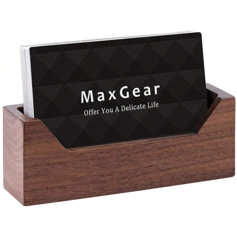 Wood Business Card Holder For Desk Business Card Display Holder Desktop ...