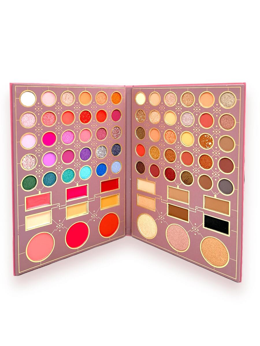 Paleta Sombras de Ojos 80 Colores Maquillaje Libro Sombra Larga Duración Acabado Mate Glitter ...