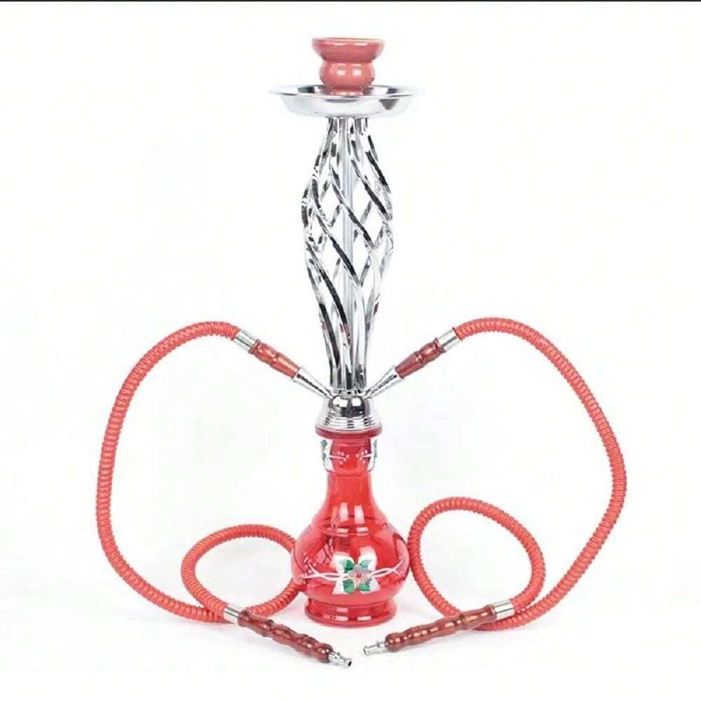 Un conjunto de shisha árabe de doble tubo de tamaño mediano con cuerpo ...