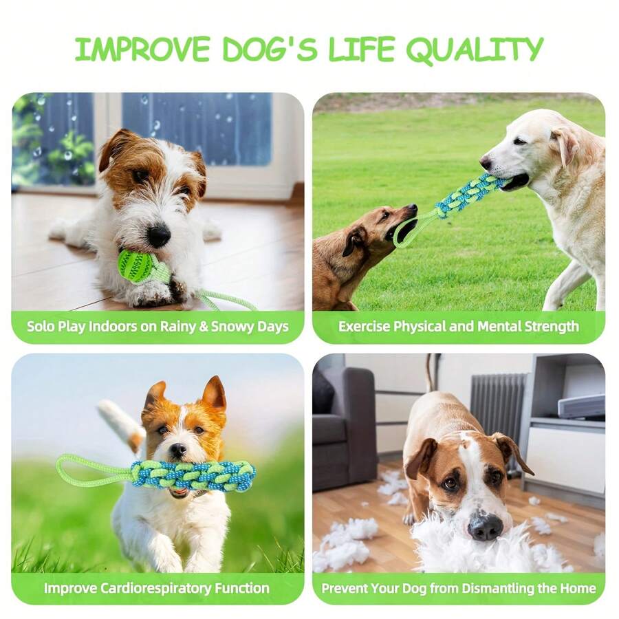 Spring Pole For Dogs With 3 Dog Chew Rope Toys For Dog, Bungee Tree Tug ...