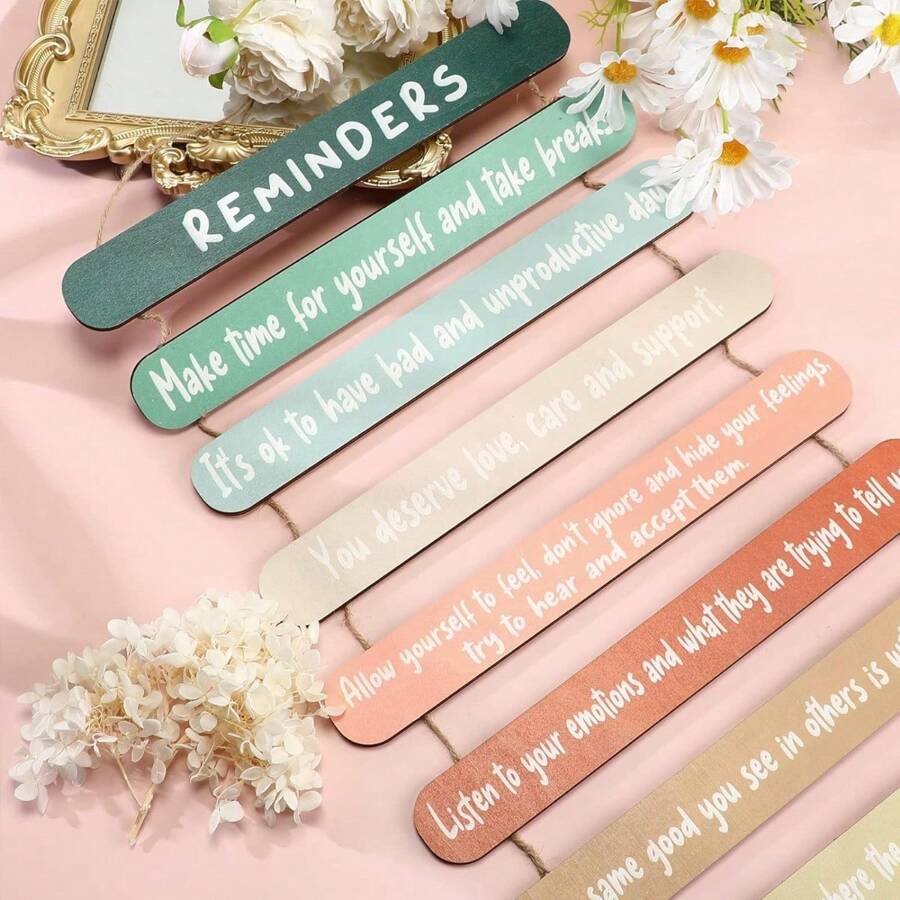 11.8*27.6inch Mental Health Reminders Wall Decors Wooden Hanging Wall Art Counseling Room Decor ...