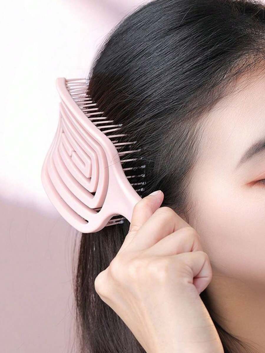 1pc Large Curved Comb With Styling Airbag Ribs And Hollowed-Out Design ...