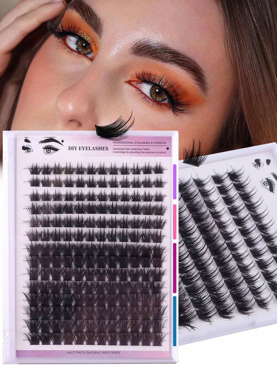 168-Cluster Sectioned False Eyelashes Set (10-16mm), Natural Curling ...