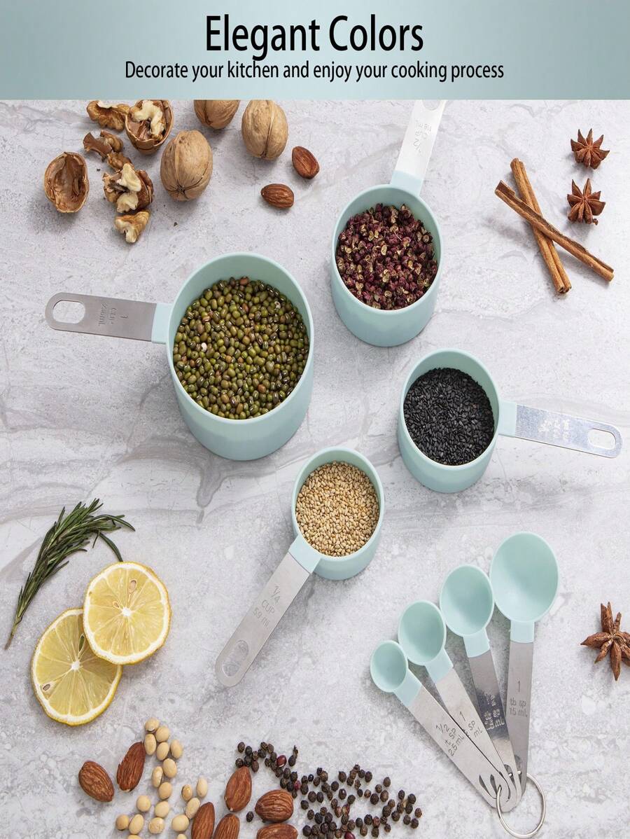 Upgraded Version 10-Piece Set Of Measuring Cups And Spoons, With ...