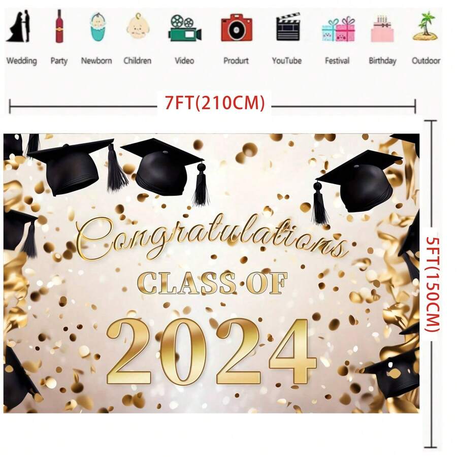 Graduation Photography Backdrop 2024 Graduate Celebration Graduation ...
