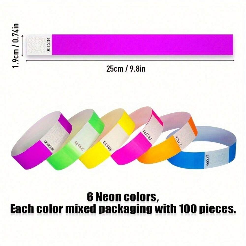 30Pcs Random Colour Waterproof Tearproof Neon Disposable Wristbands ...