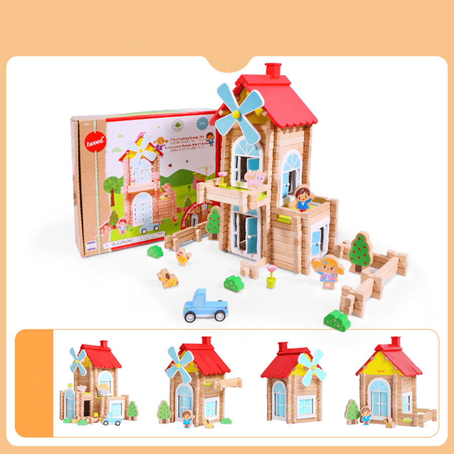 Diy Wooden House Building Blocks Set With Mortise And Tenon Joints ...