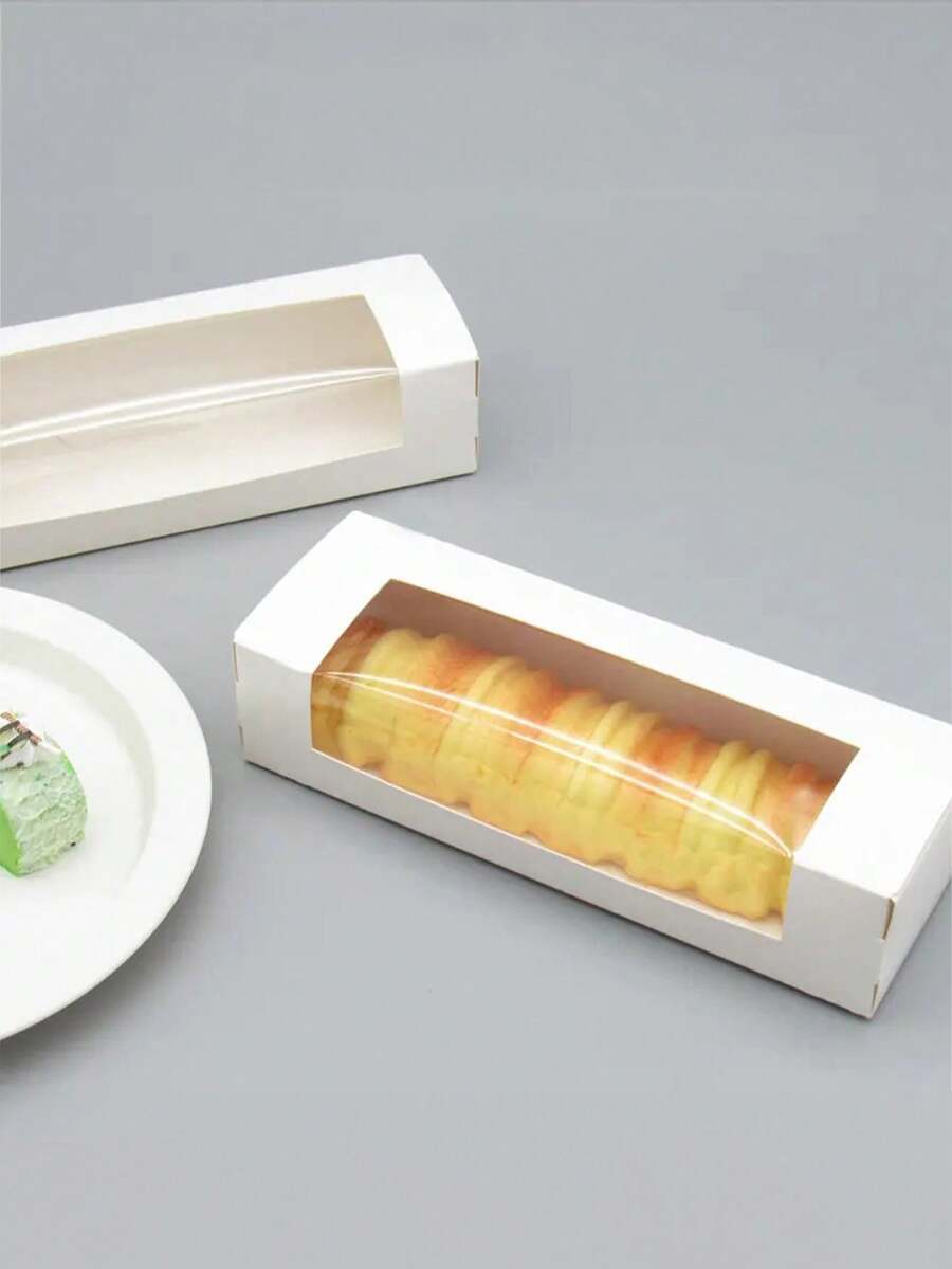 8pcs White Cardboard Bread Boxes; White Chocolate Strawberry Biscuit ...