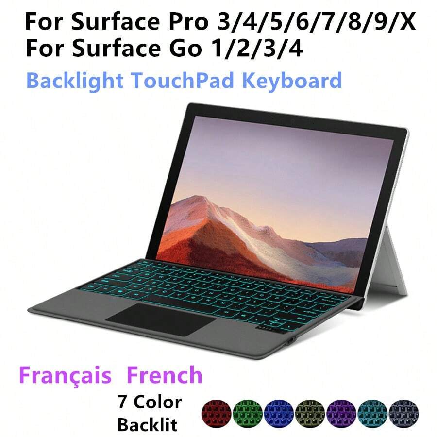 French Backlight Keyboard For Microsoft Surface Pro 3 4 5 6 7 7+ 8 9 X ...