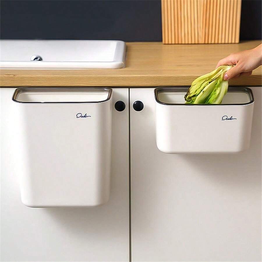 1pc White Small Size, Lidless, Pressed Edge Trash Can, Wall-Mounted ...