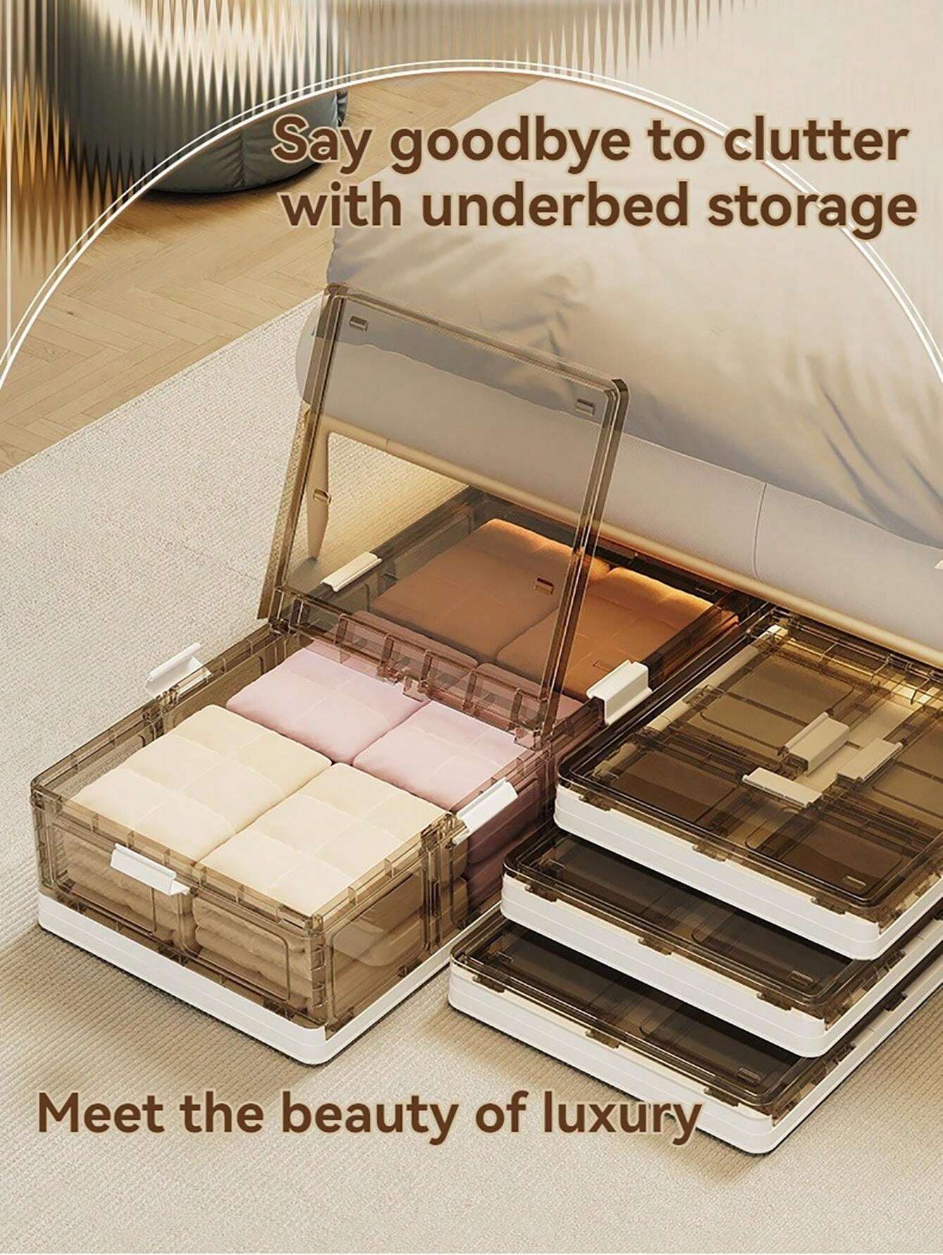 Underbed Storage Box Foldable With Wheels Flat Organizer Box Household ...