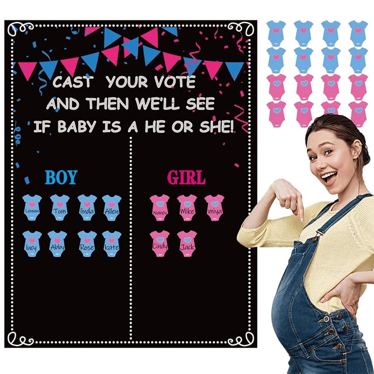 Baby Gender Reveal Voting Box With 40 Ballot Cards Gender Reveal Voting ...