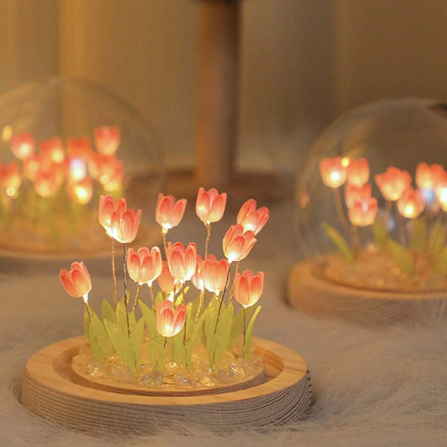 Tulip Night Lamp Cute DIY Tulip Flower Table Lamp Decoration Handmade Sleep Lamp Simulation ...