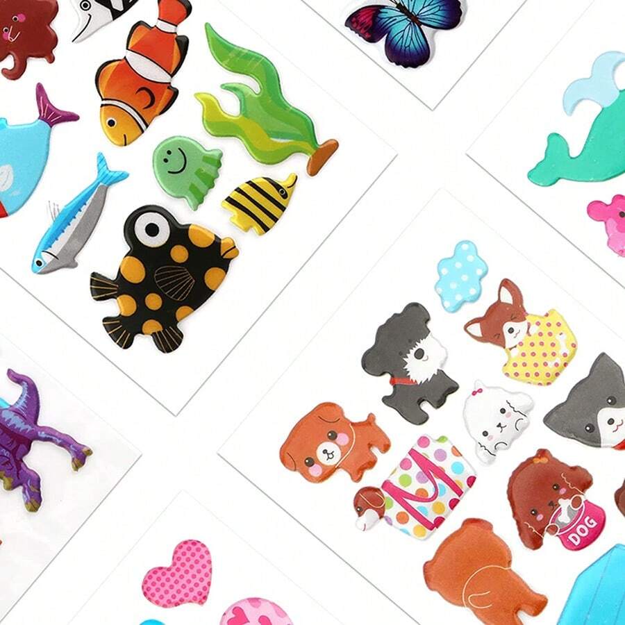 8-20Sheets Different 3D Stickers For Kids Toddlers Puffy Stickers ...