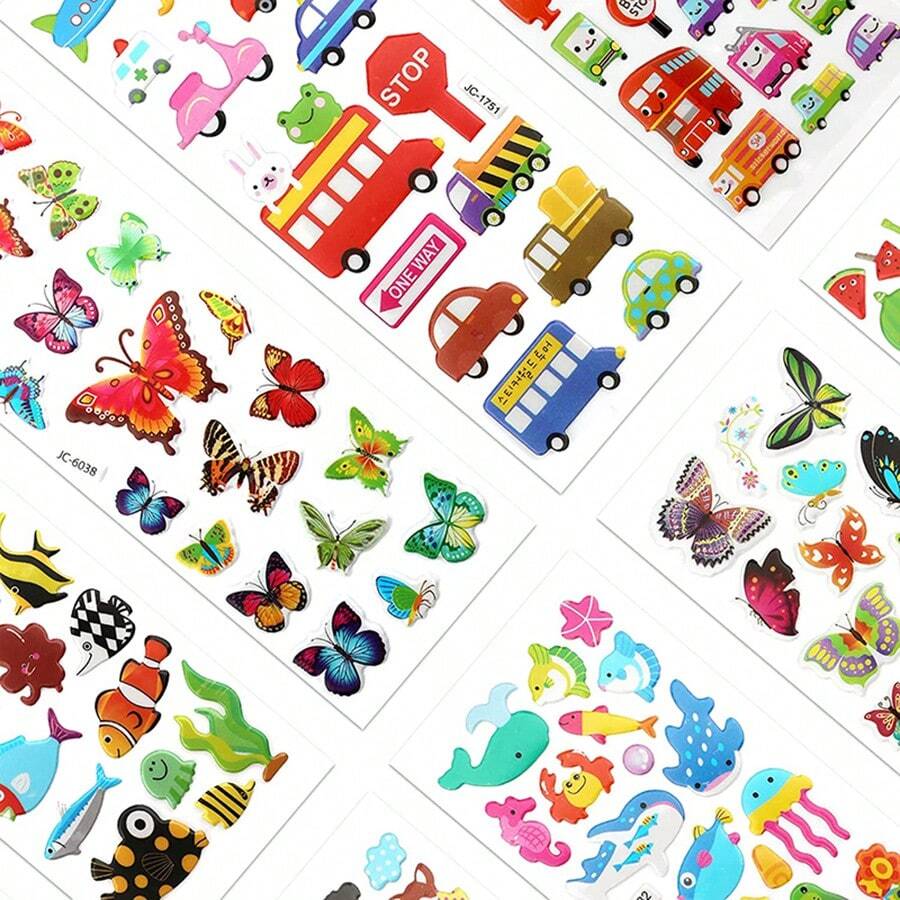 8-20Sheets Different 3D Stickers For Kids Toddlers Puffy Stickers ...