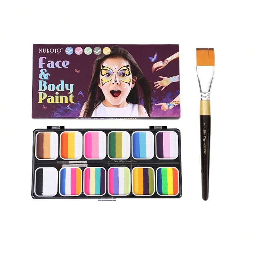 Body Paint Set With Water Soluble Paints, Face Paint Stencils, , Fast ...