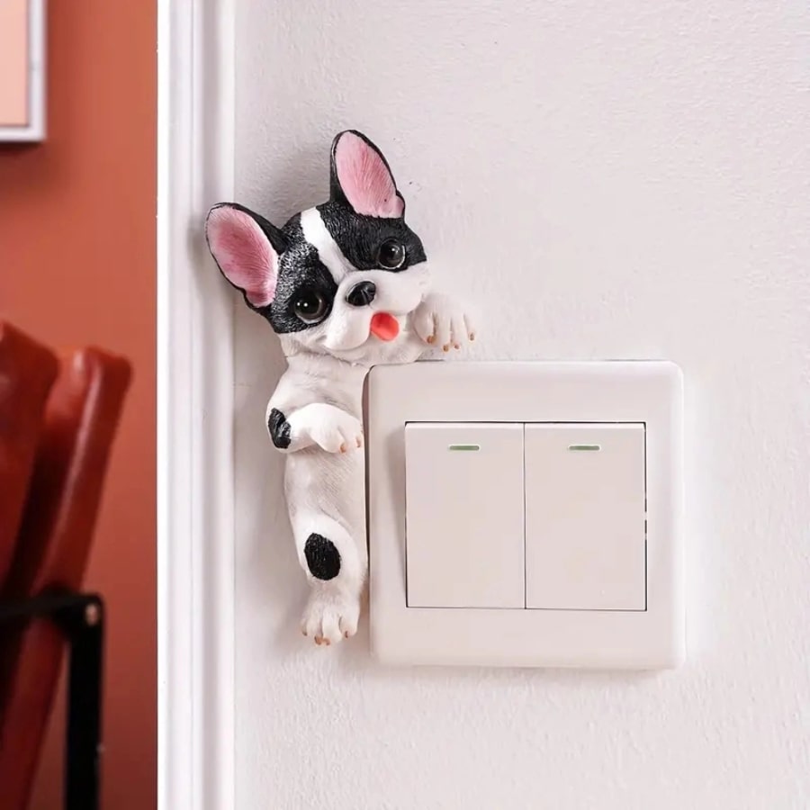 1pc Cute Cartoon Dog 3d Resin Switch Sticker Wall Decoration For Double ...