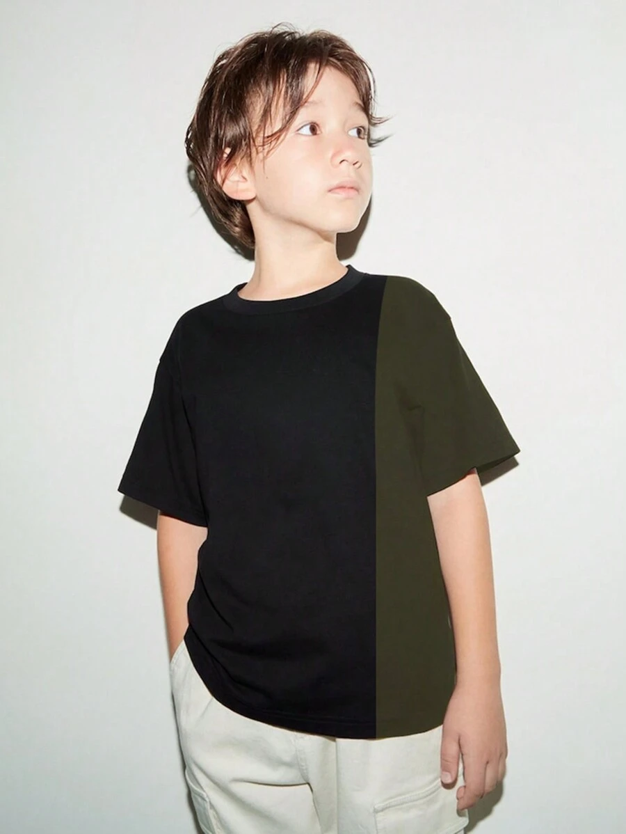 1pc Tween Boys' Outdoor Casual Sport Color-Block T-Shirt For Spring ...