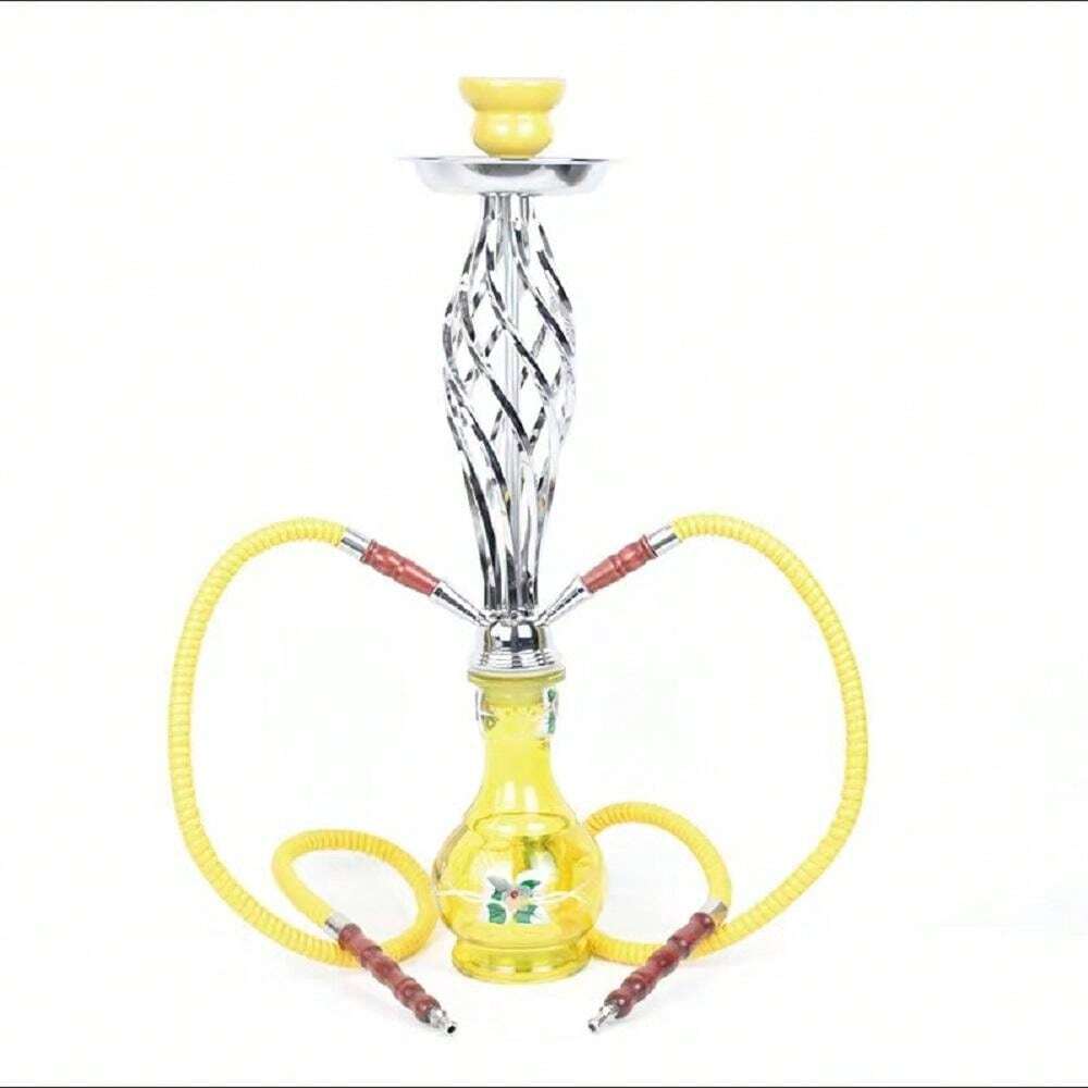 Un conjunto de shisha árabe de doble tubo de tamaño mediano con cuerpo ...