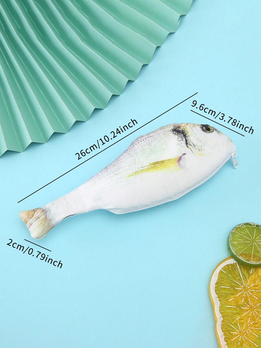 1pc Simulation Fish-Shaped Silver Fish Pencil Case | SHEIN EUR