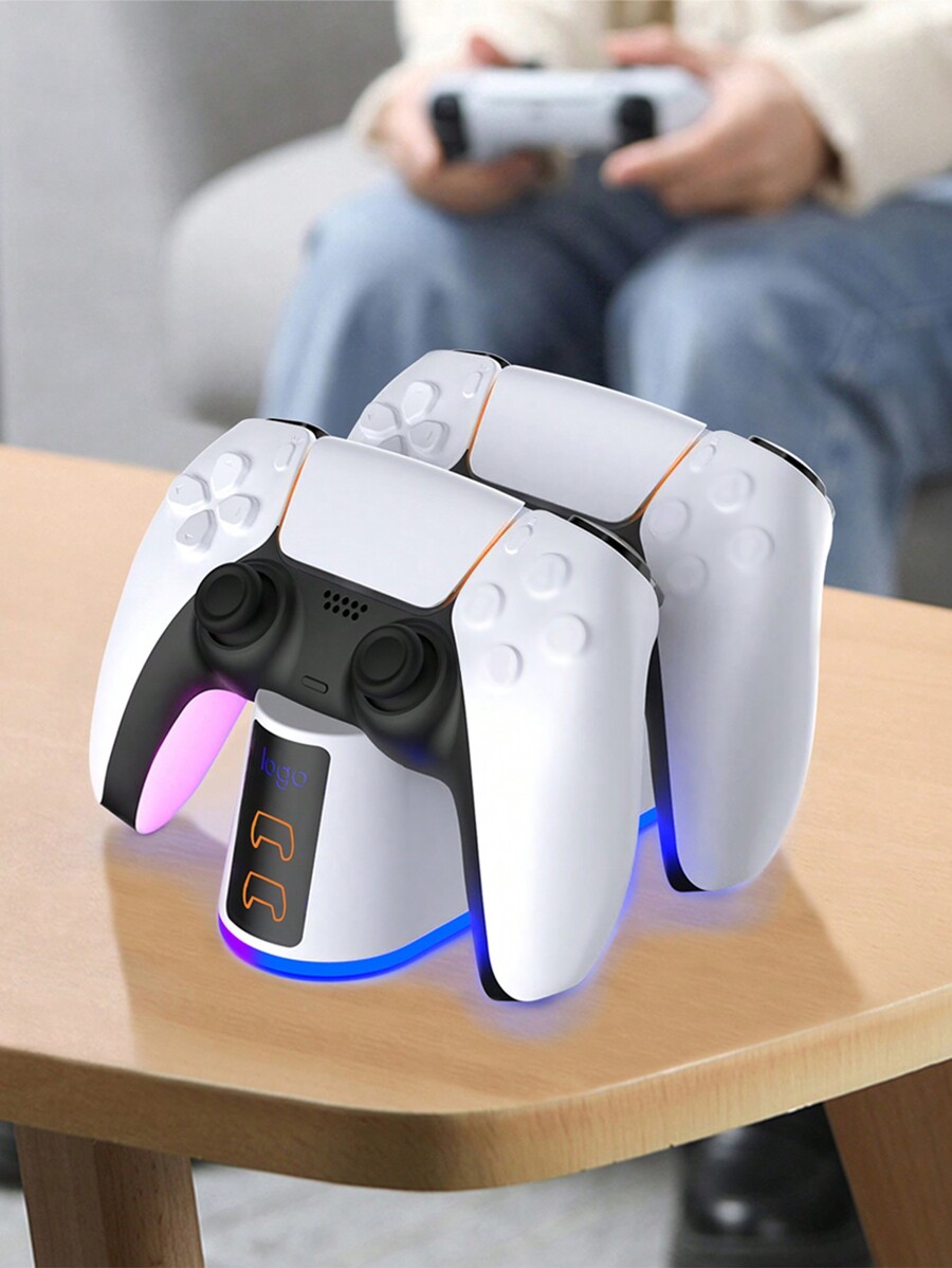 PS5 Controller Charger, Dual Charging Dock With LED Light Base For Cool ...