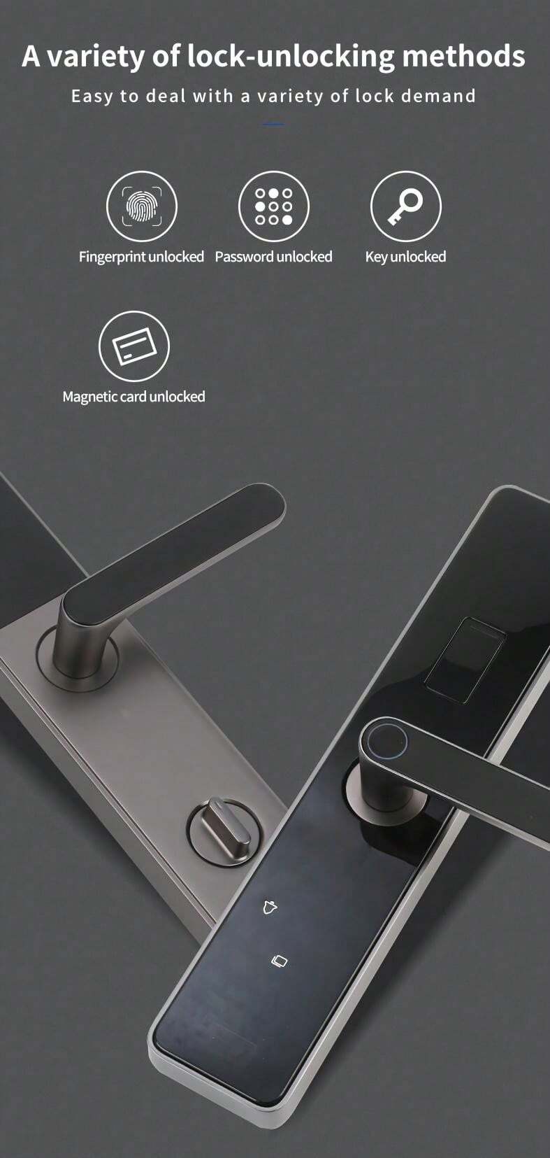 Smart Door Lock, Password & Fingerprint Enabled (Unlock Methods: 1. Fingerprint, 2. Password, 3 ...