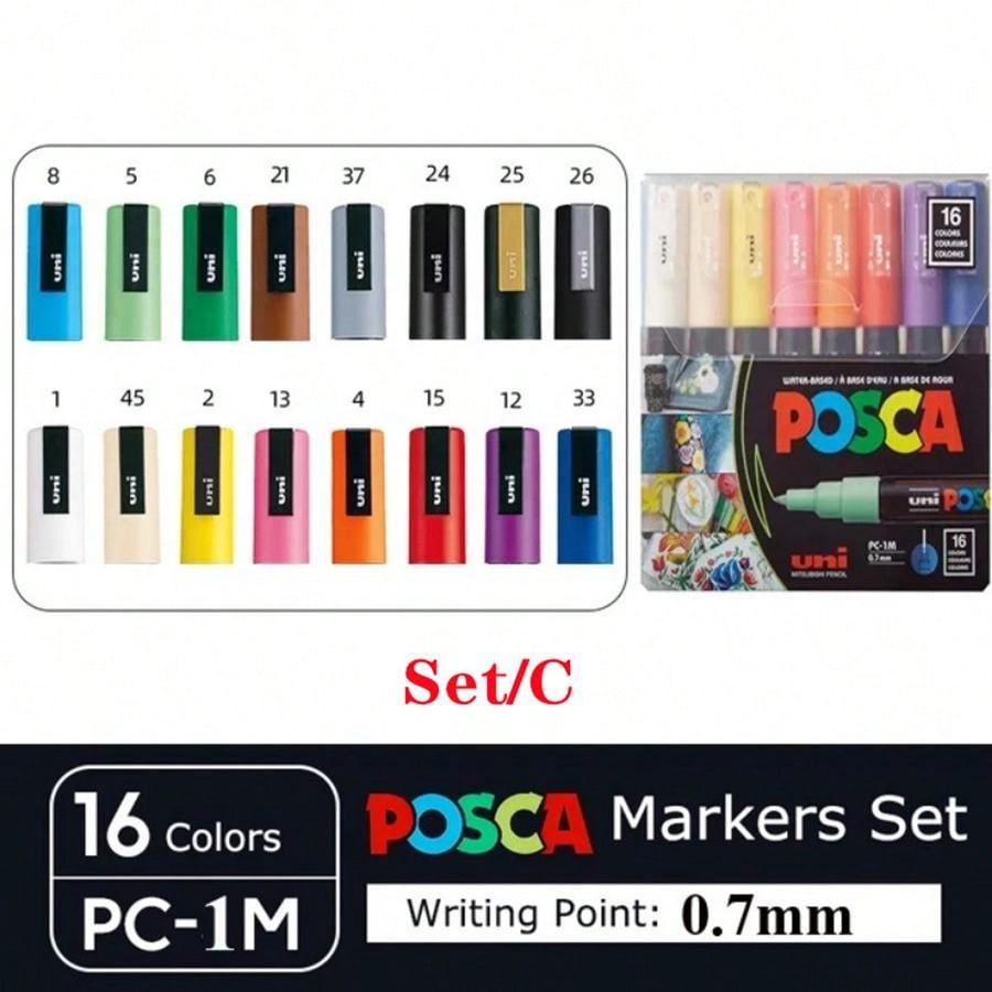 UNI POSCA Marker New Packaging Set PC-1M PC-3M PC-5M POP Advertising ...