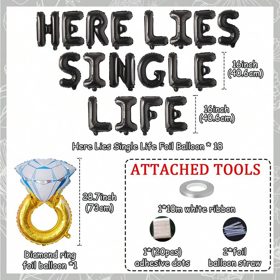 19Pcs Here Lies Single Life Party Decoration Single Life Bachelorette ...