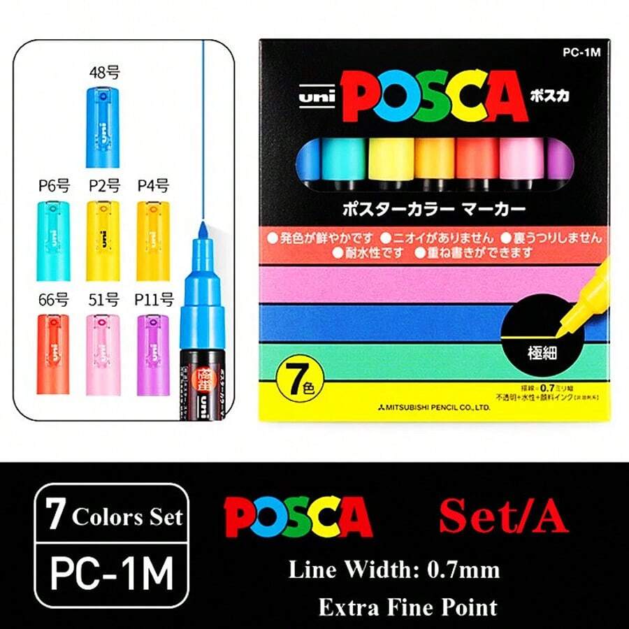 UNI POSCA Marker New Packaging Set PC-1M PC-3M PC-5M POP Advertising ...
