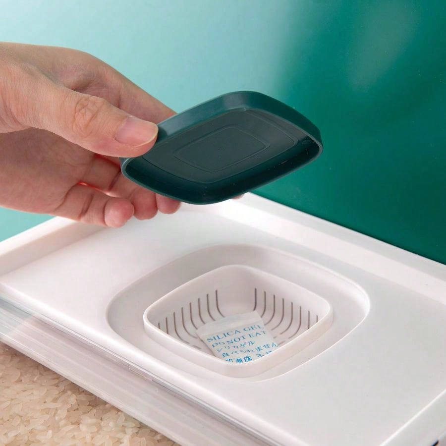 1pc Rice Bucket With Measuring Cup, Covered Food Storage Box, Plastic ...