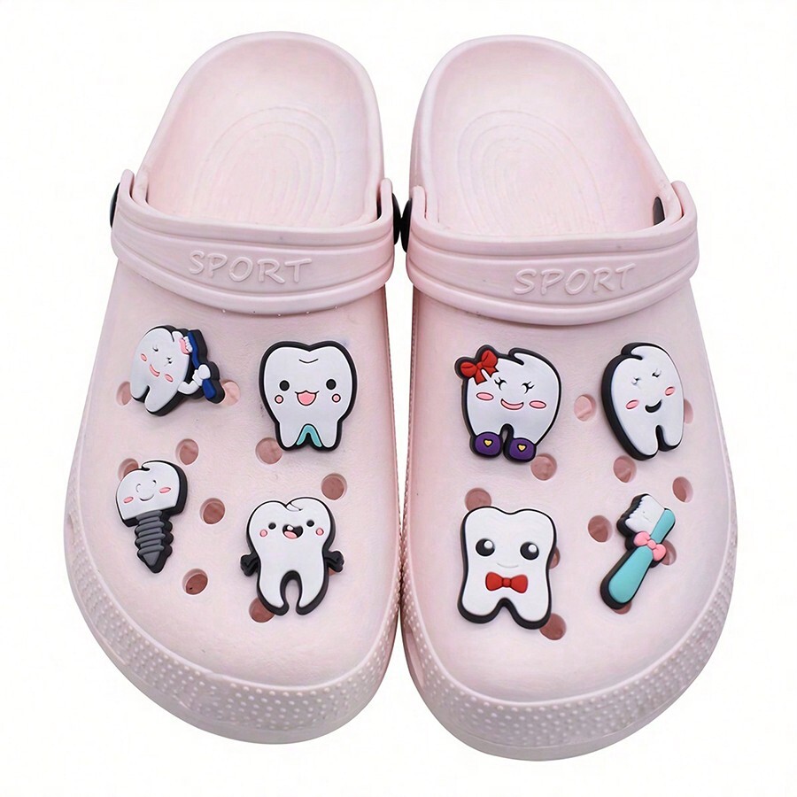 16pcs Cute Teeth Shoe Decorations Accessories Charms For Clogs Bubble ...
