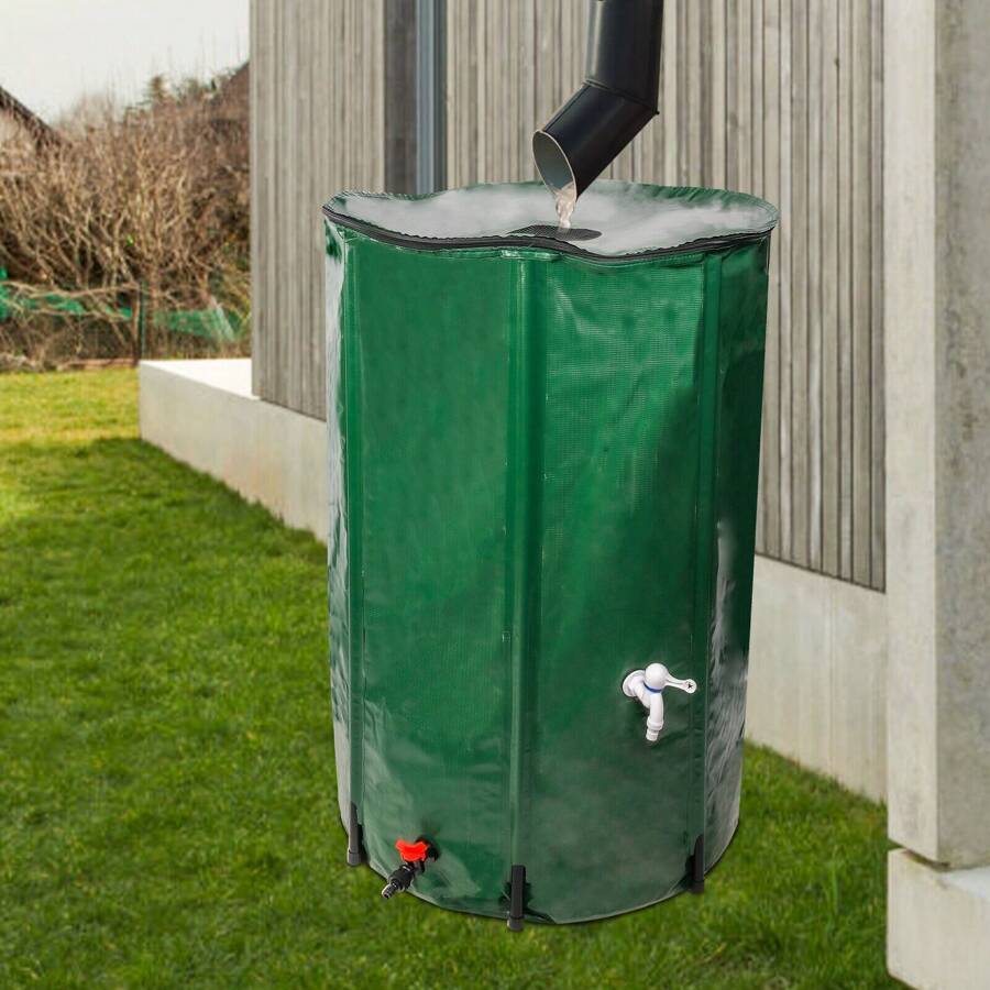 LUCKYERMORE 100 Gallon Collapsible Rain Barrel Rainwater Collection ...