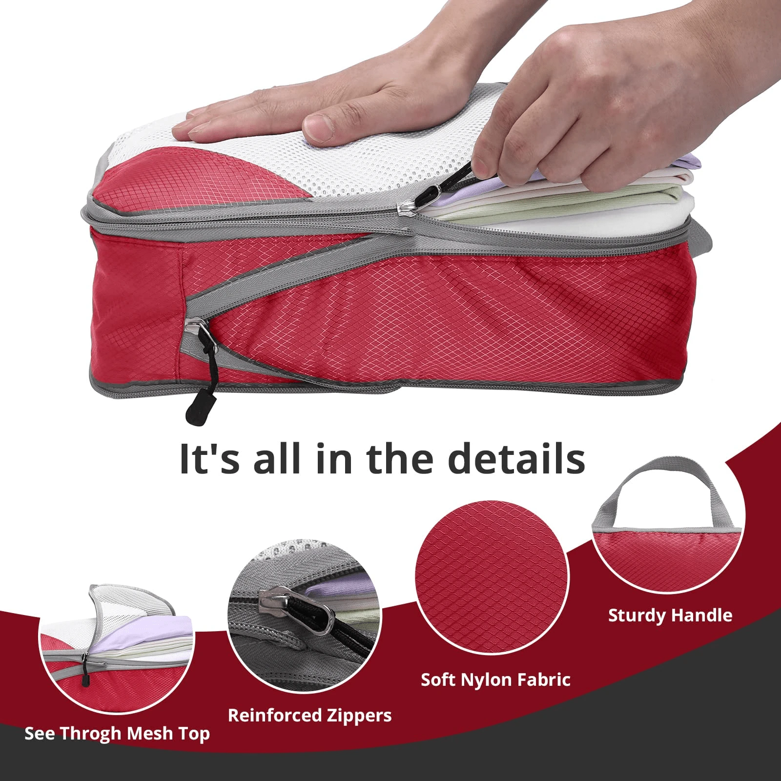 Compression Packing Cubes 4 Pcs, Travel Luggage Organizer Accessories ...