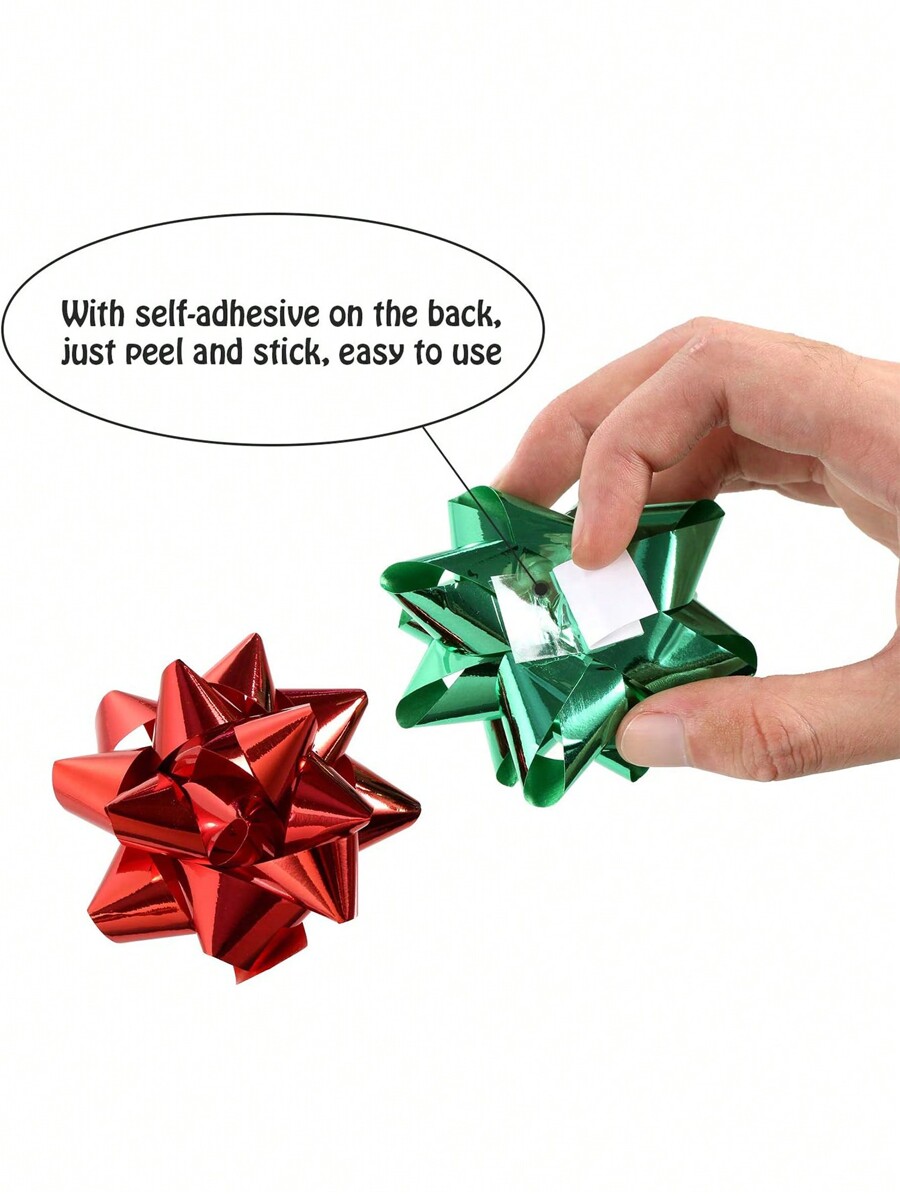 100pcs 1.57in Gift Wrapping Bow Metallic Butterfly Bow With Adhesive ...