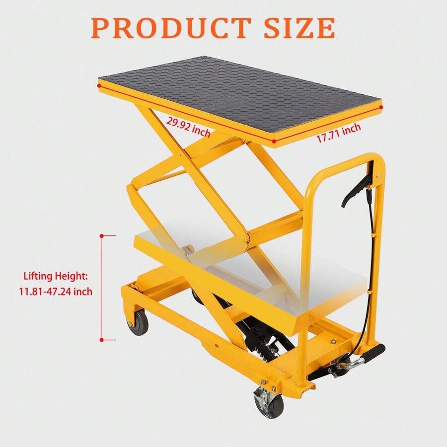 Double Scissor Hydraulic Lift Table Cart 500lbs Capacity With 48 ...