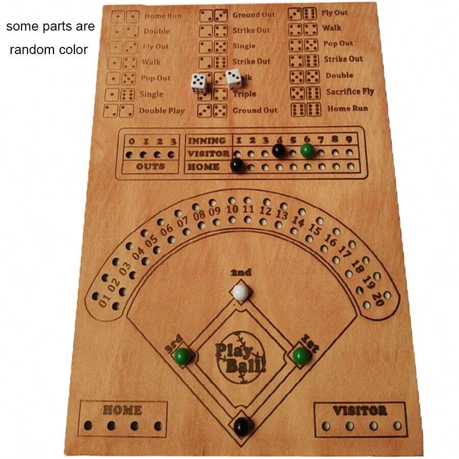 Baseball Dice Board Game Wood Fun Double Battle Table Wooden Baseball ...