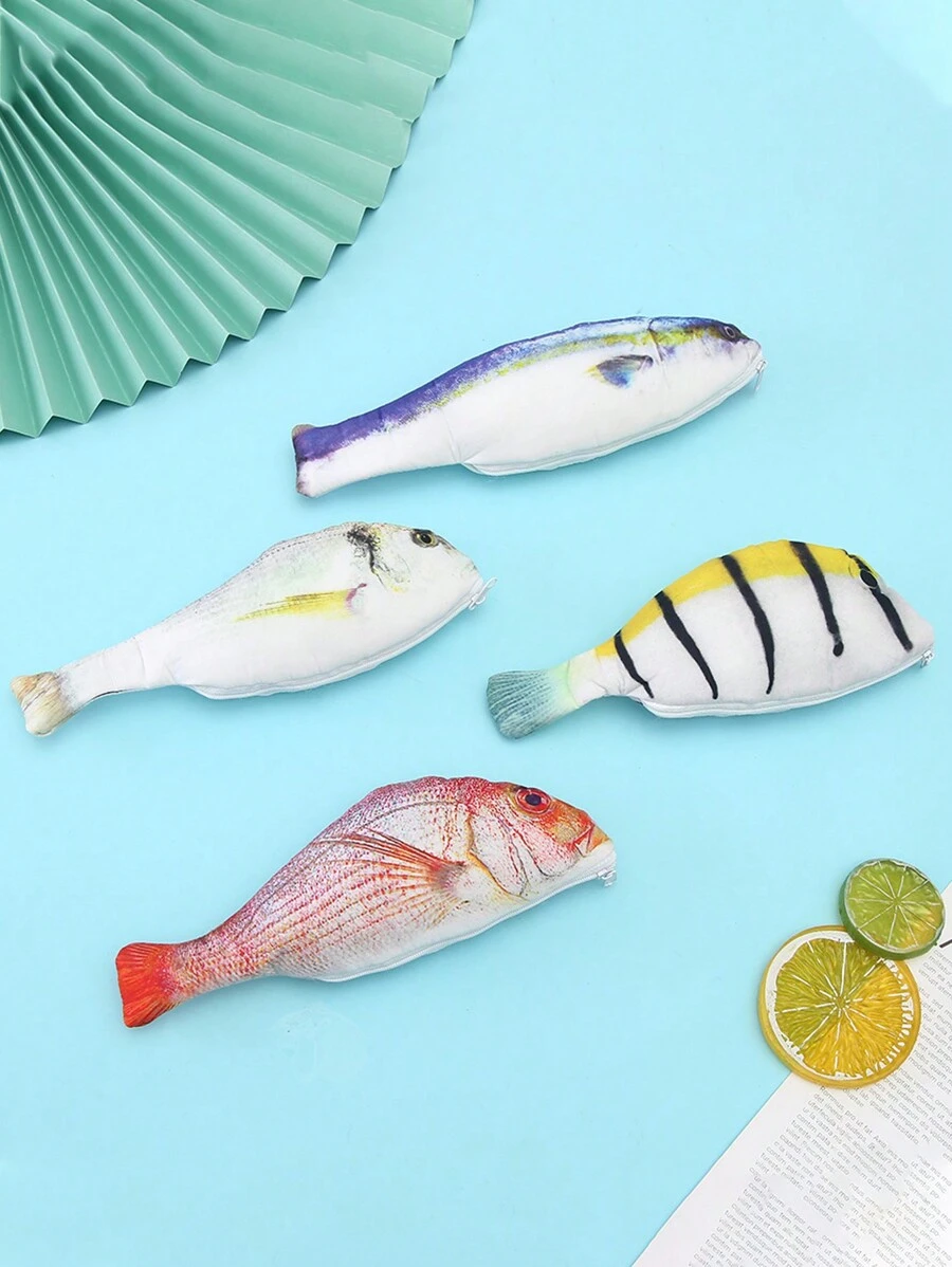 1pc Simulation Fish-Shaped Silver Fish Pencil Case | SHEIN EUR