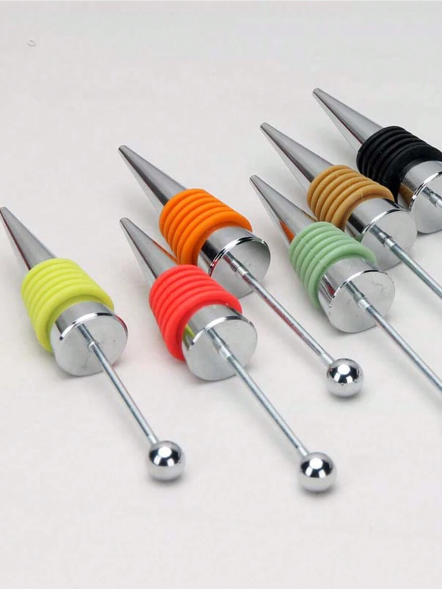 1pc Beaded Wine Stopper With Alloy Material And Fine Rod And Round Ball ...