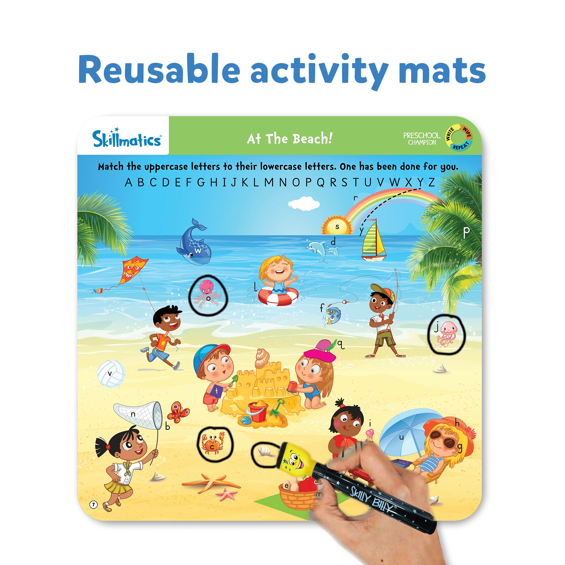 Skillmatics Preschool Champion - Reusable Activity Mats With 2 Dry ...