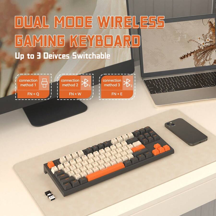 FREEWOLF X ATTACK SHARK M88 Mechanisch toetsenbord, draadloos 80% TKL-pakking Hot Swappable ...