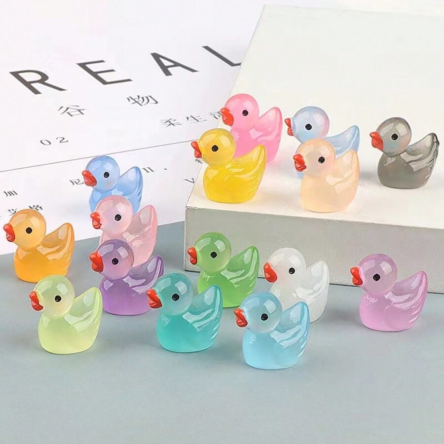 10/20/30pcs Mini Light Up Ducks, Car DIY Decorations, Cute Resin ...