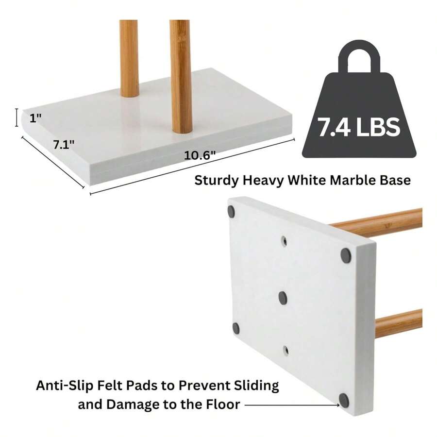 Standing Towel Rack -2-Tier Bamboo Towel Rack With Marble Base ...