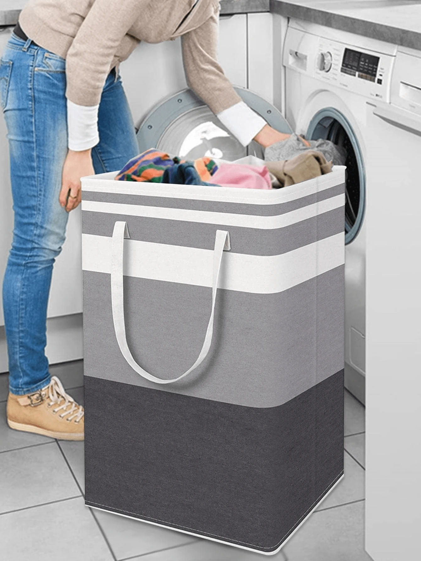 1pc Portable Laundry Basket, 75L/100L, Foldable With Handles, For ...