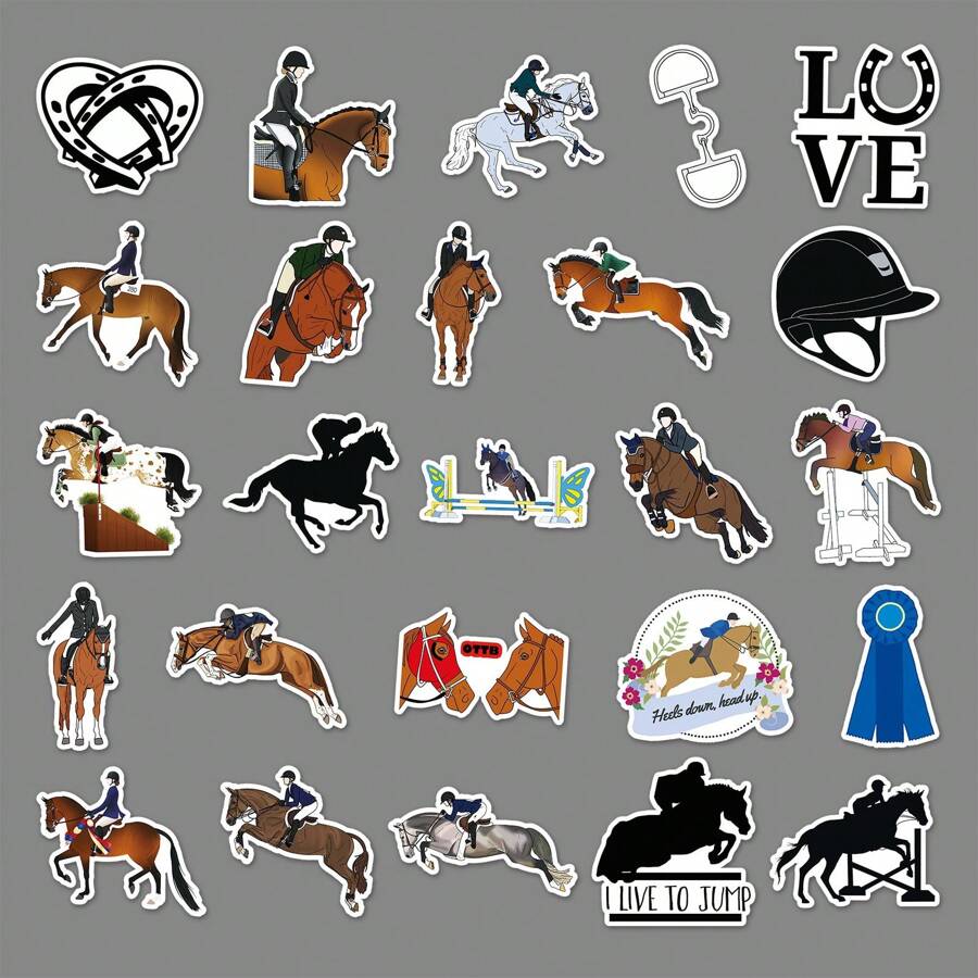 50pcs,Equestrian Cartoon Cute Interesting Graffiti Stickers,Waterproof ...