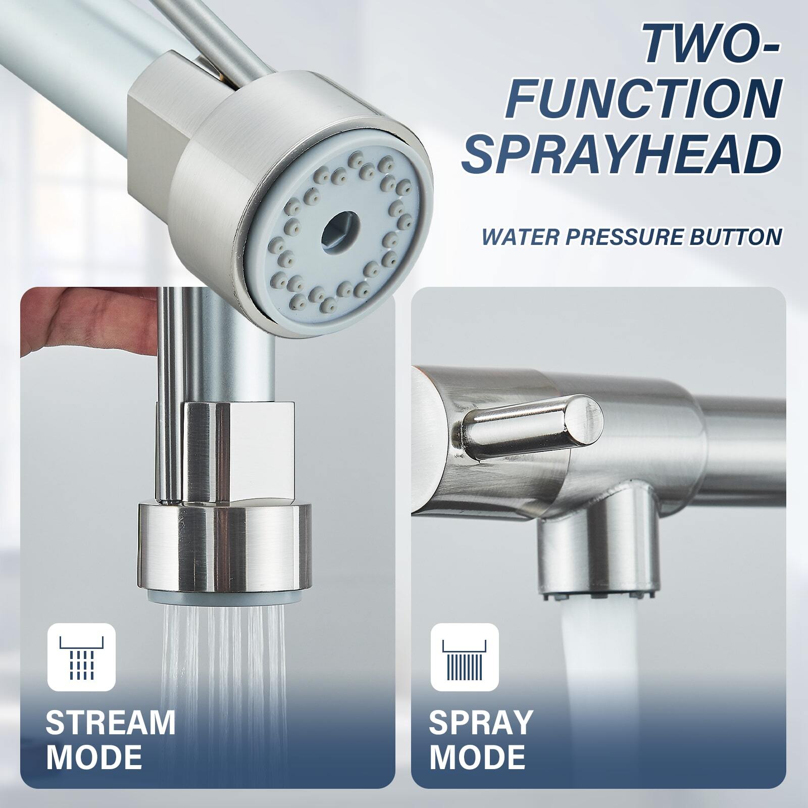 Senlesen Brushed Nickel Kitchen Faucets 1 Hole Kitchen Faucet With Pull ...