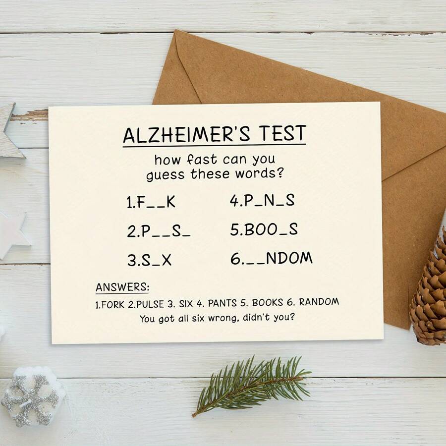 1pc Funny Testing Card, New Design Alzheimer's Test Greeting Card For ...