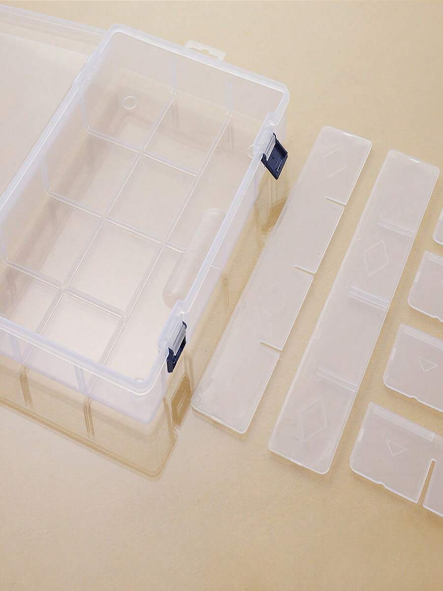Large 10-Compartment Clear -Friendly Toolbox With Detachable Sections ...