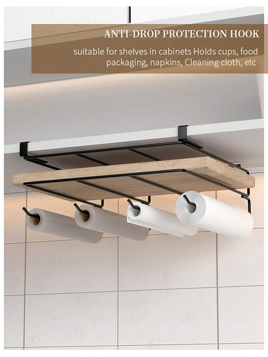 1pc Black Restaurant Cupboard Storage Rack With Cutting Board, Cling ...
